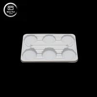 China PET Thickened Disposable Transparent Takeout Tray with 3-Section Coffee Cup Holder 500ml for sale