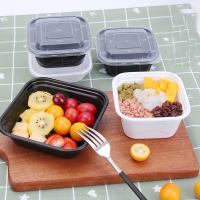 China Industrial PP Square Disposable Food Boxes 320ml-1520ml Takeout Containers with Lid for sale