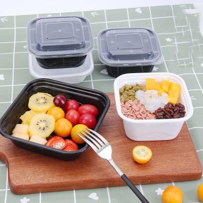 China Industrial PP Square Disposable Food Boxes 320ml-1520ml Takeout Containers with Lid for sale
