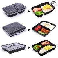 China Black Disposable Lunch Box with 1-4 Compartments, Microwave Safe & Leak-Proof Design for sale