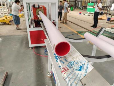 China 30kw Motor Two Strand Plastic Pipe Extrusion Line With Omron Temperature Control for sale