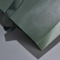 China Custom Matt Laminated Paper Shopping Bags 100g with Grosgrain Ribbon Handle for sale