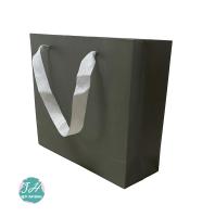 China Custom Biodegradable Paper Shopping Bags 120gsm with Logo and Ribbon Handles for sale
