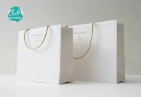 China Custom Printed Paper Shopping Bags 100gsm Kraft Ribbon Handle Eco Friendly for sale