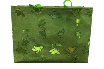 China 60gsm Green Shining Non Woven Fabric Carry Bags Custom Size Eco Friendly Shopping Tote for sale