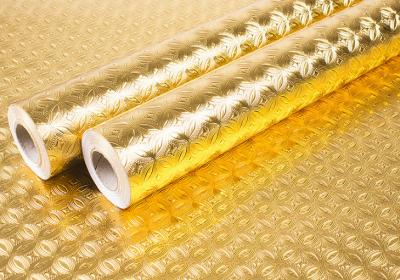 China 40x200cm Embossed Golden Foil PVC Wallpaper Sticker Oil Proof Waterproof Self Adhesive for sale