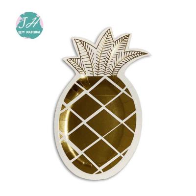 China 6 inch Biodegradable Pineapple Paper Plates Eco Friendly Food Grade for Kids Birthday Party Supplies for sale