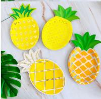 China 6 inch Biodegradable Pineapple Paper Plates Eco Friendly Food Grade for Kids Birthday Party Supplies for sale