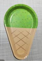 China Disposable Paper Plates 8 Pack 26x18cm Cartoon Ice Cream Shape Birthday Party Tableware for sale