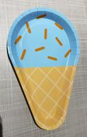 China Disposable Paper Plates 8 Pack 26x18cm Cartoon Ice Cream Shape Birthday Party Tableware for sale