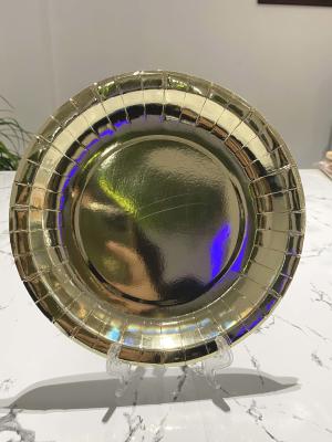 China Gold Disposable Paper Plate 6 Inch Round Cardboard Serving Trays 1.5mm Thick for sale