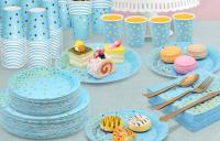 China Biodegradable Festival Party Paper Plates 9 inch Blue Color Disposable Tableware for sale