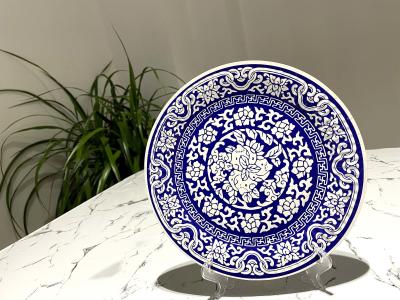 China Blue and White Porcelain Food Grade Disposable Paper Plate Custom Size 144 Bags per Carton for sale