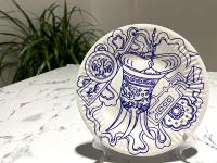 China Blue and White Porcelain Food Grade Disposable Paper Plate Custom Size 144 Bags per Carton for sale