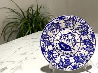 China 9 inch Blue White Porcelain Disposable Paper Plates CMYK Custom Party Supplies for sale