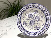 China 9 inch Blue White Porcelain Disposable Paper Plates CMYK Custom Party Supplies for sale