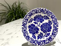 China 9 inch Blue White Porcelain Disposable Paper Plates CMYK Custom Party Supplies for sale