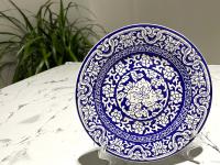 China 9 inch Blue White Porcelain Disposable Paper Plates CMYK Custom Party Supplies for sale