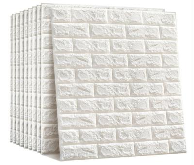China Washable 8mm Thick Wear Resistant PE Foam 3D Wallpaper Brick Pattern Self-Adhesive for sale