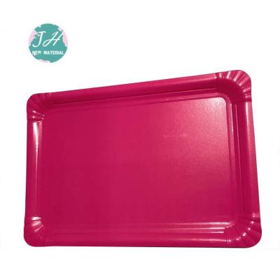 China 9 Inch Disposable Paper Plates for Party Use Eco Friendly Pink Round 250g for sale