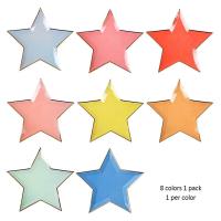 China Disposable Paper Plates 27cm Multicolor Star Design Birthday Party Tableware 8pcs for sale
