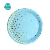 China Biodegradable Dessert Paper Plates 7 inch Eco Friendly Disposable Party Tableware Blue for sale