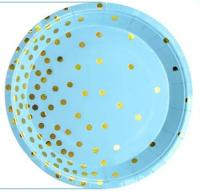China Biodegradable Dessert Paper Plates 7 inch Eco Friendly Disposable Party Tableware Blue for sale