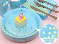China Biodegradable Dessert Paper Plates 7 inch Eco Friendly Disposable Party Tableware Blue for sale