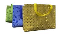 China 115gsm Glitter Golden Polypropylene Reusable Grocery Bag Custom Size for sale
