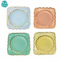 China Disposable 7 Inch Paper Plates for Weddings Birthday Party Tableware 270ml Cups Napkins for sale