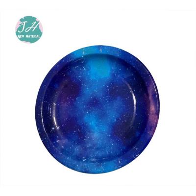 China Disposable 9 Inch Starry Sky Coated Paper Plates for Kid Party Blue for sale