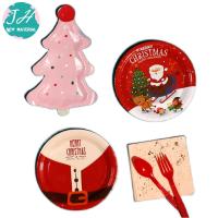 China Elegant Christmas Disposable Paper Plates Set Multicolor for sale