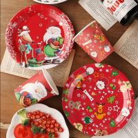 China Elegant Christmas Disposable Paper Plates Set Multicolor for sale