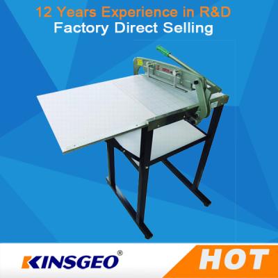 China KJ-400 Manual Automatic Fabric Sample Cutter Machine 400mm Cutting Length 150kg Capacity for Textile Testing for sale