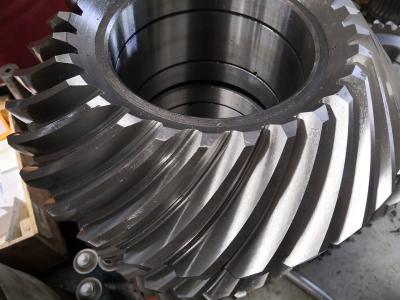 China 11 Module Helical Bevel Gear 20CrMnTi Material with 58-62 HRC Hardness for Transmission Systems for sale