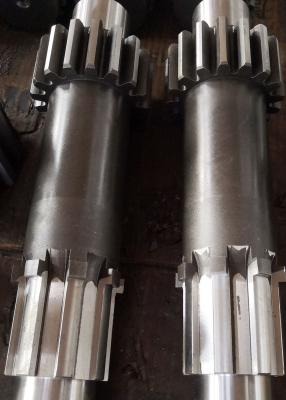 China Custom Spur Pinion Gear Shaft with Straight Sided Splines for Gearbox Speed Reducers - ISO 6 Grade, 58-62HRC Hardness for sale