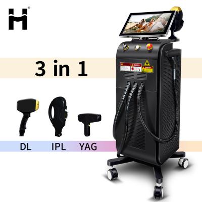 China STANDING 3 in 1 Laser Hair Removal and Tattoo Machine with Crystal Temperature Control for sale