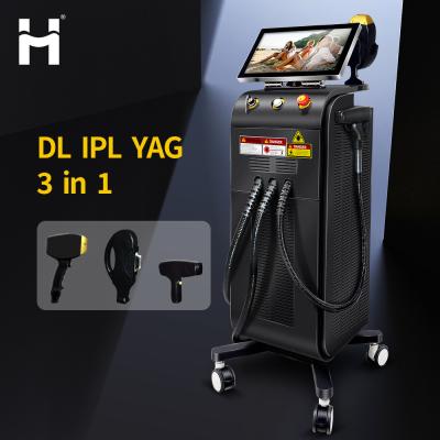 China 3in 1 IPL Laser Hair Removal Machine for Skin Rejuvenation on 15.4 Inch Touch Screen for sale
