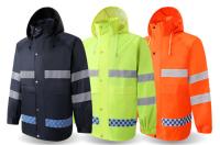 China Reflective PPE Safety Raincoat Overalls Waterproof Double Layer Split 2XL for sale