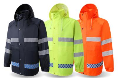 China Reflective PPE Safety Raincoat Overalls Waterproof Double Layer Split 2XL for sale