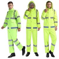 China Fluorescent Green Flame Retardant Rip-Stop Raincoat and Rain Pants Suit 2 Piece Set for sale