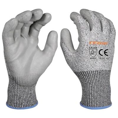 China PU Coated Anti-Cut Gloves Level 5 Protection - 45-50g Weight, S-XXL Sizes for Construction Safety for sale