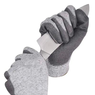 China HPPE Level 5 Cut Resistant Safety Gloves with PU Coated Grip - EN388 Certified 11cm to 24cm Sizes for sale