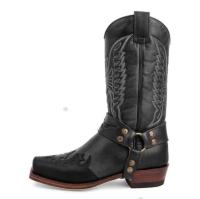 China Mid Length PU Leather Riding Boots with Side Zipper Anti Slip Rubber Outsole 35-40 Days Delivery for sale