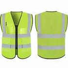 China Reflective Safety Vest with Zipper Pockets 5cm Tape 100% Polyester for Construction for sale