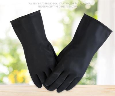 China Acid Alkali Resistant Industrial Rubber Gloves 31cm 60cm Chemical Protection Black for sale