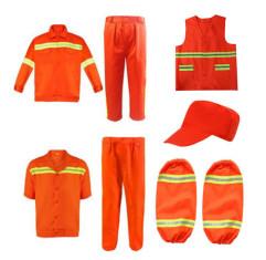 China Reflective Safety Vest Uniform Suit Dacron Tangerine Long Sleeve Workwear for Sanitation Construction for sale