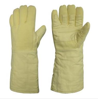 China Aramid Heat Resistant Gloves 360°C Anti-Cut 38cm for Glass Casting Industry Hand Protection for sale