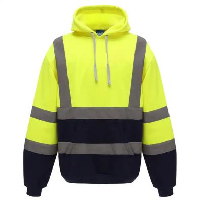 China High Visibility Reflective Zipper Hoodie Fleece Lined Safety Sweatshirt for Construction Site M-2XL for sale