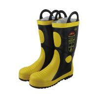 China Firefighter Fire Boots Safety Rubber Flame Retardant Steel Sole Fire Shoes Size 38-45 for sale